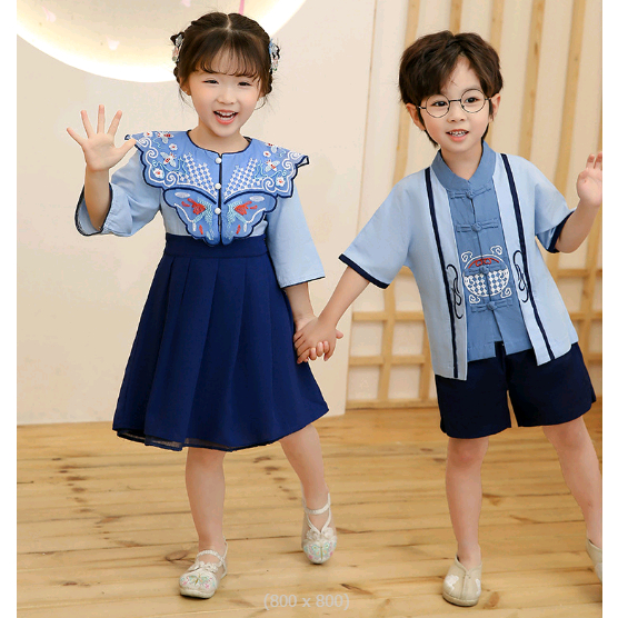 Boys Chinese Style Summer Hanfu Graduation Photo Class Uniform Children ...