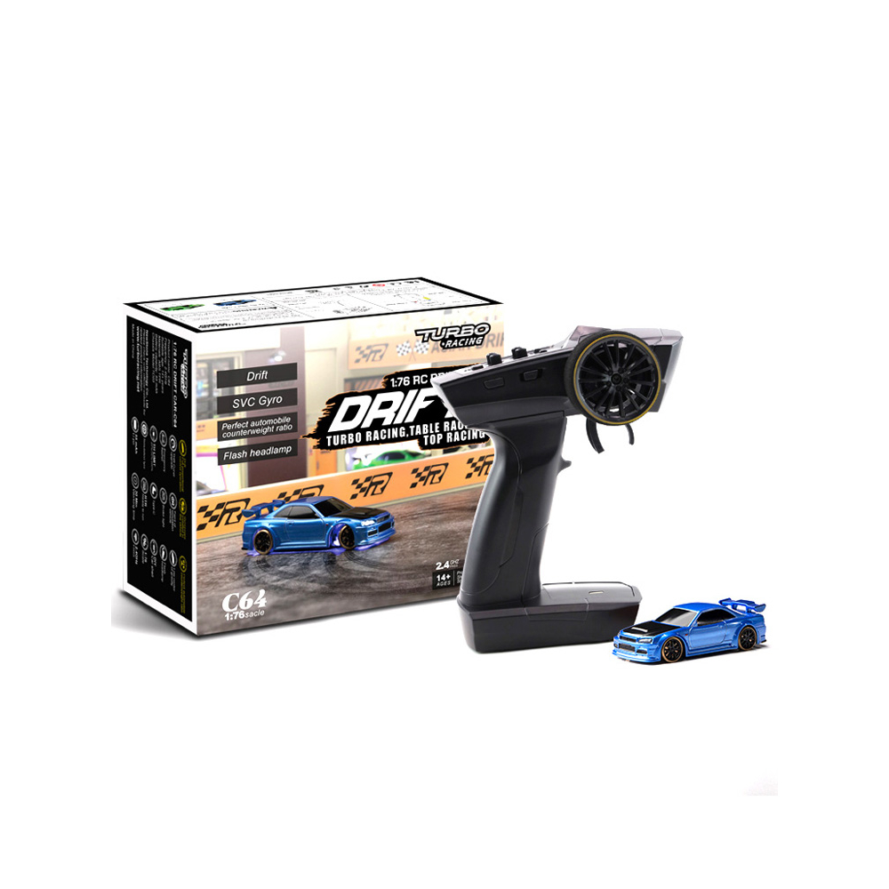 Turbo Racing 1:76 C64 RC Drift Car With Gyro Radio Full Proportional ...