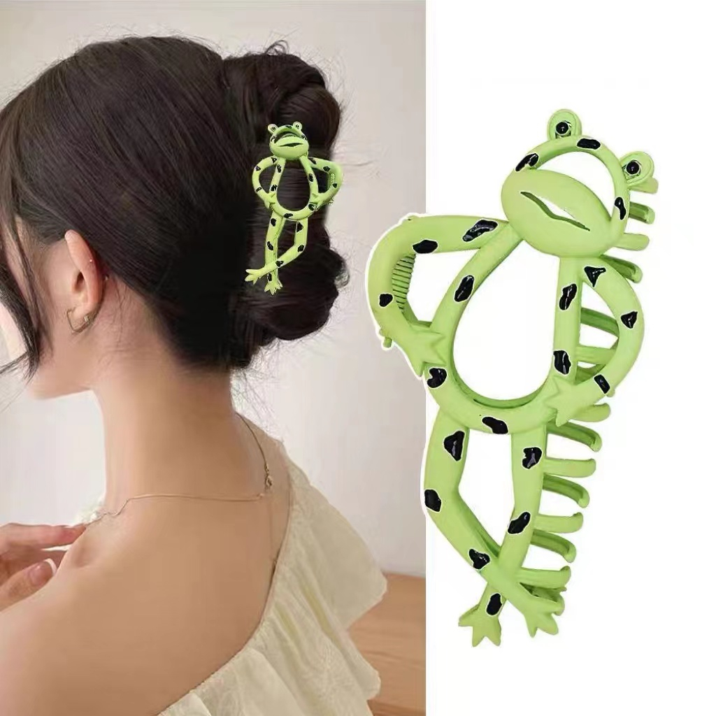 Cartoon Lone Oligo Frog Grab Clip Back Head Hair Shark Clip Funny Cute ...