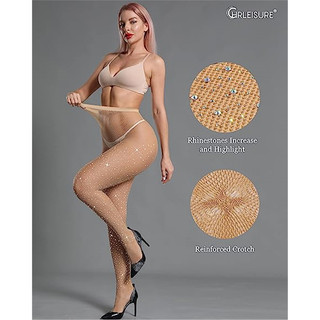 Women's Sparkle Rhinestone Fishnets, Sexy Sparkly Glitter Party Concert Outfit Fishnet Stockings ...