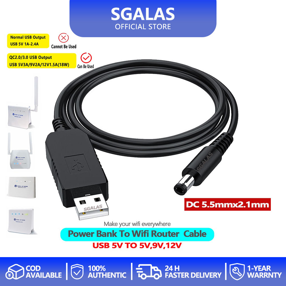 WiFi to Powerbank Cable Converter USB 5V to 12V USB Cable Connector ...