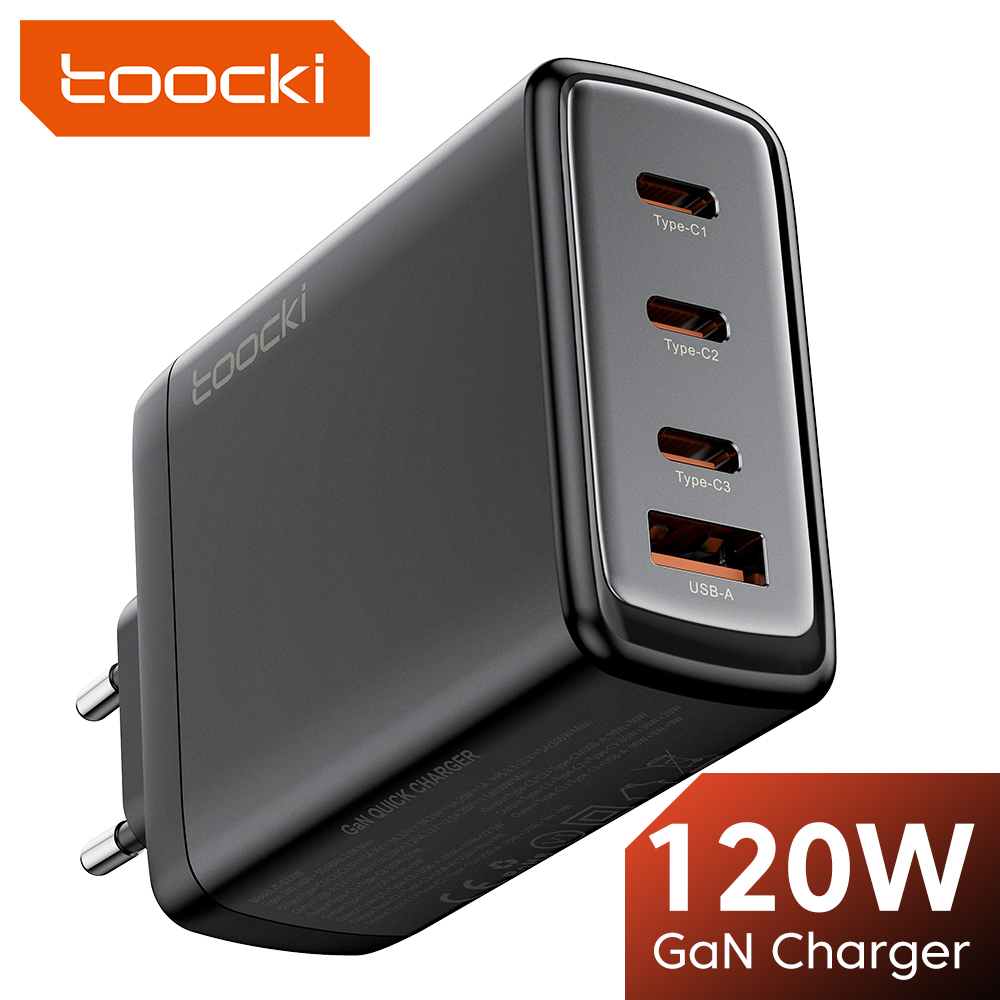 Toocki 4 Ports 3C+1A 120W GaN USB Charger QC4.0 PD3.0 Fast Charging USB ...