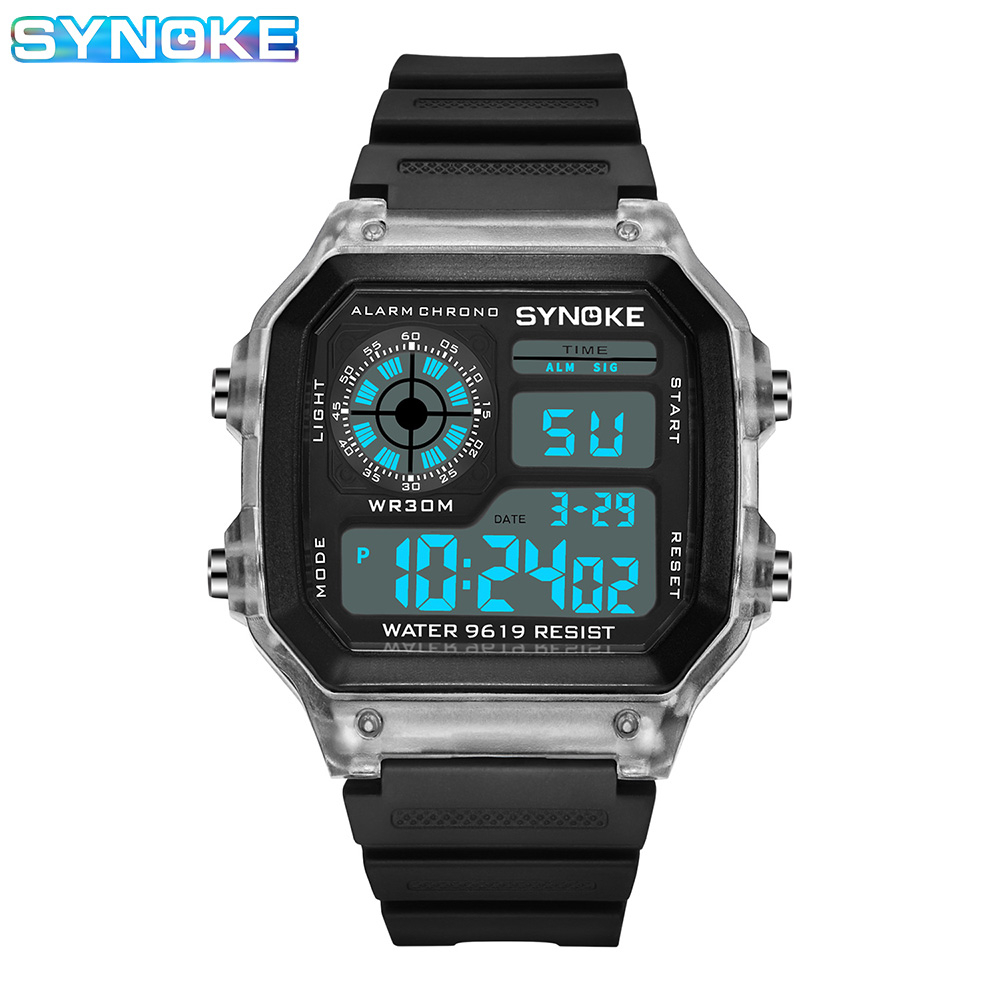 【Ready Stock】SYNOKE Men's Sport LED Back EL Light Display Watch Luxury ...