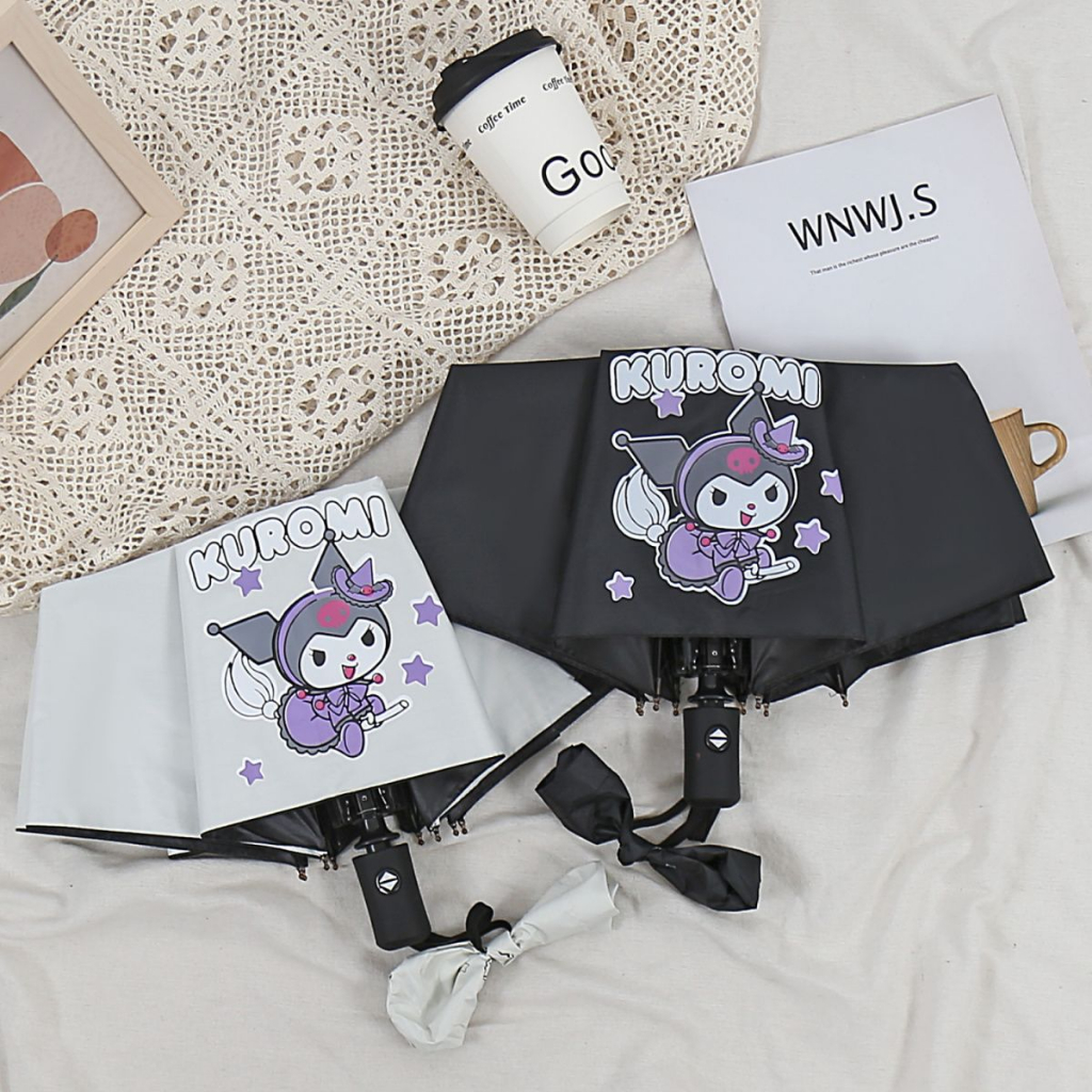 Kuromi Mini Fold Automatic Umbrella Anti UV Sunny Umbrella Portable ...