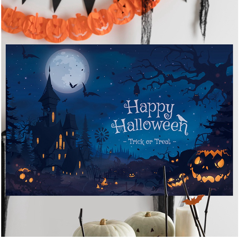 100x150cm Happy Halloween Backdrop Forest Cemetery Pumpkin Background ...