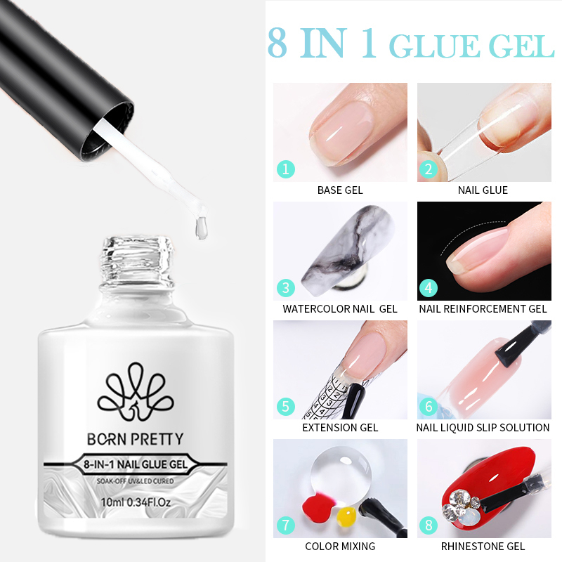 Born Pretty Gel Polish 8 in 1 Nail Glue Blooming Strengthener Extension ...