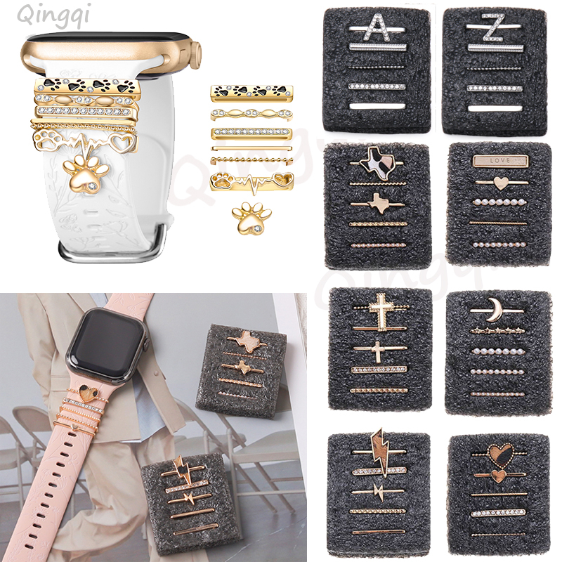 Creative A-Z Letter Silicone Watchband Ring Charms Sets for Watch Strap ...