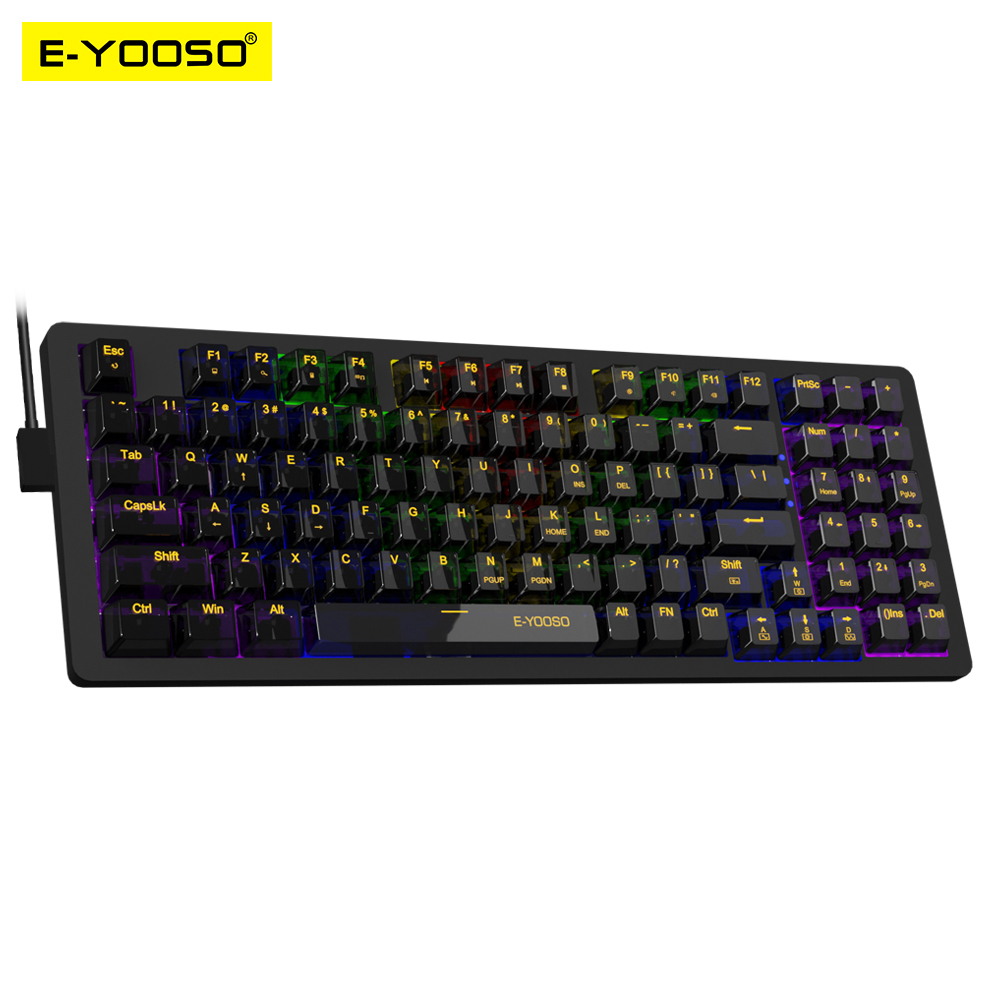 E-YOOSO Z94 USB Mechanical Gaming Keyboard Wired Monochrome Backlit 94 ...
