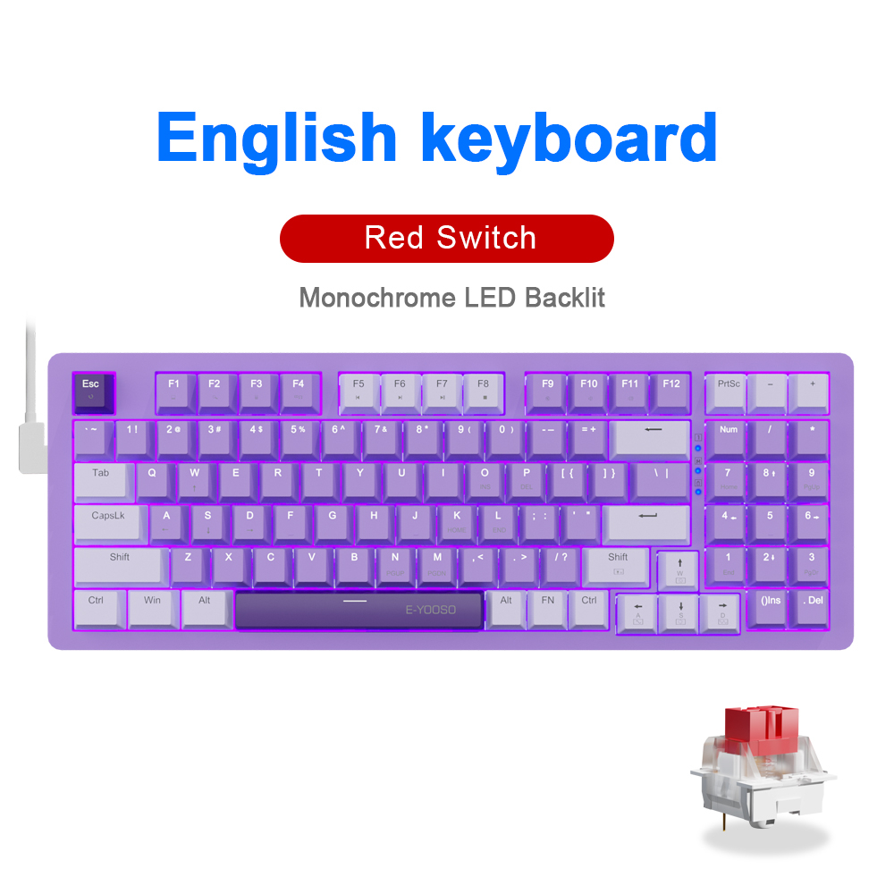 E-YOOSO Z94 USB Mechanical Gaming Keyboard Wired Monochrome Backlit 94 ...