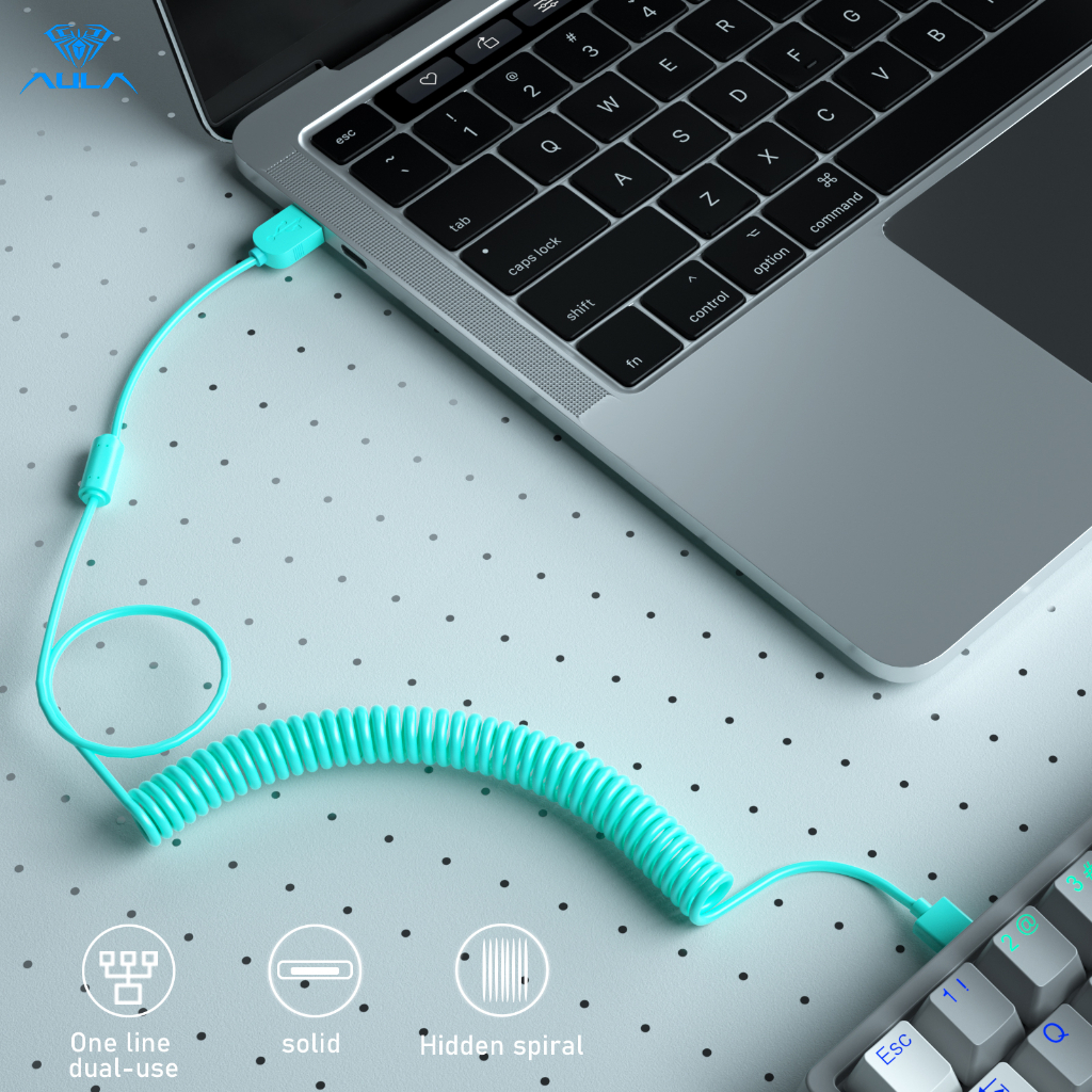 AULA Type C Coiled Cable Wire Keyboard Cable Connector USB Type C ...