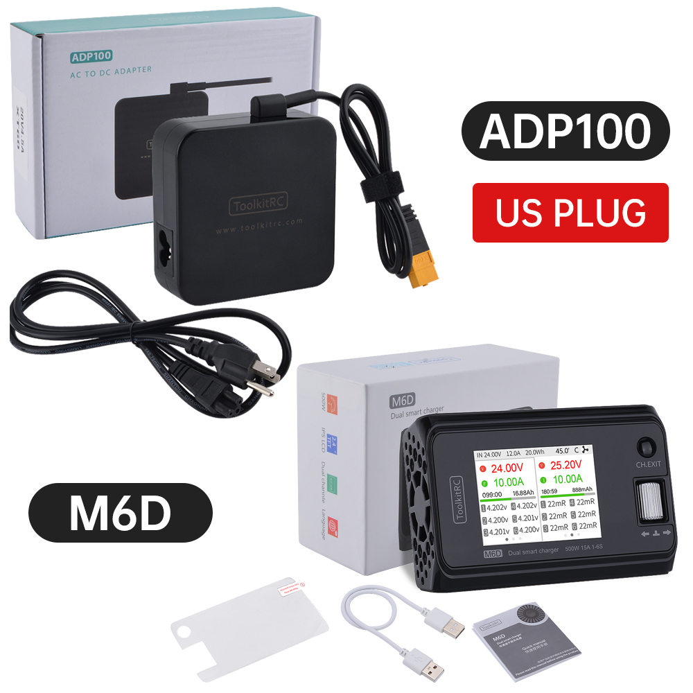 ToolkitRC M6D 500W 15A DC Dual Channel MINI Smart Charger Discharger ...