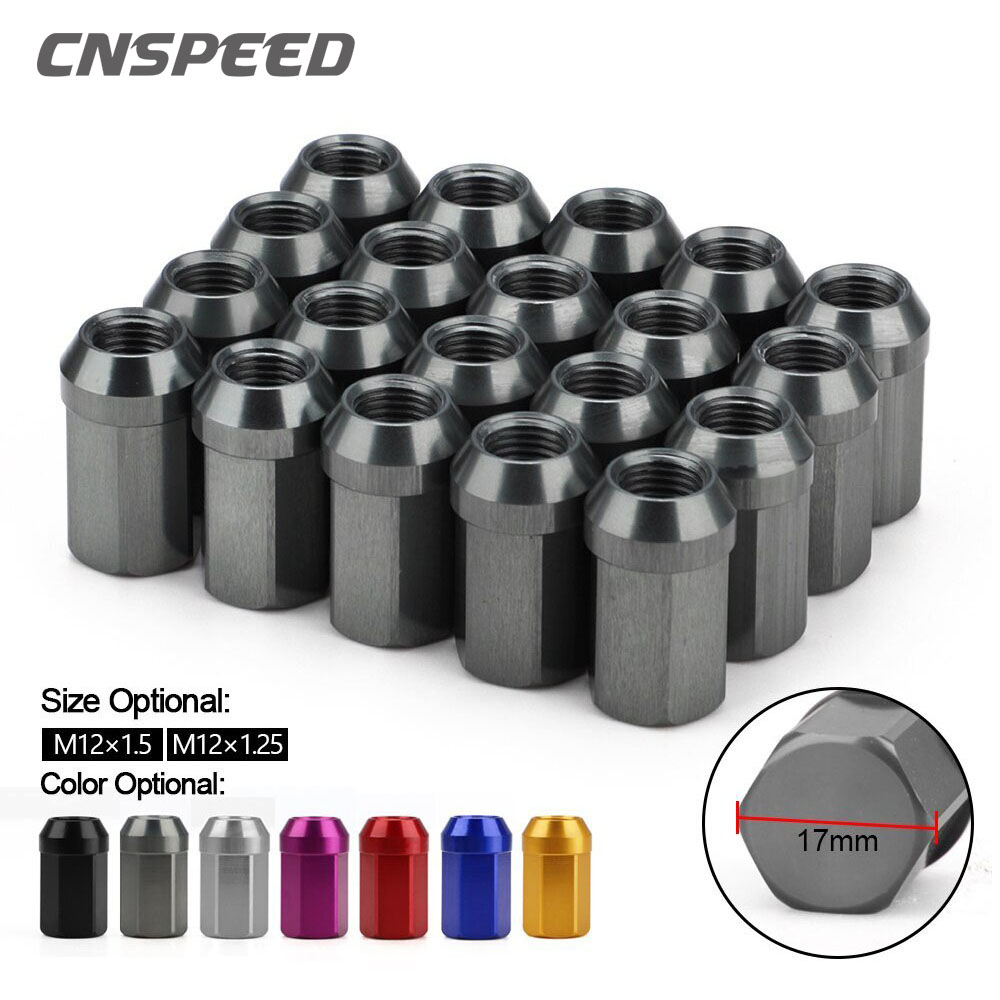 20pcs HEX 17mm M12*1.25 M12*1.5 Lug Nuts JDM Accessories 7075-T6 ...