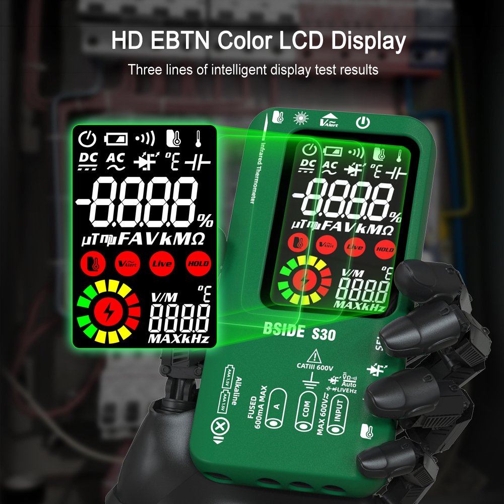 BSIDE S30 Smart Digital Multimeter Infrared Temperature 9999 DC AC ...