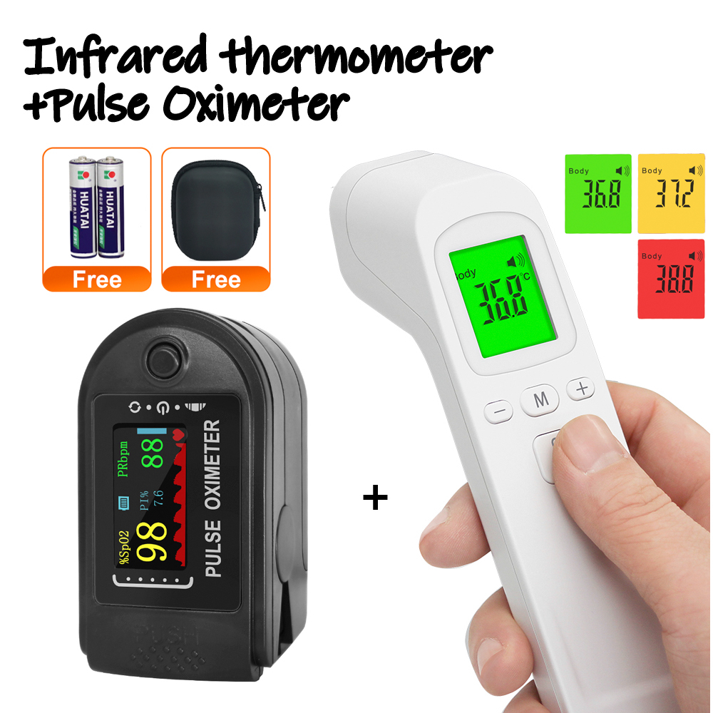 YOUWEMED Fingertip Pulse Oximeter With Infrared Thermometers For Body ...