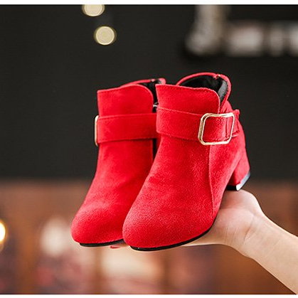 Girls Boots Red Fashion Suede High Heels Martin Boots 3-12Yrs Kids ...