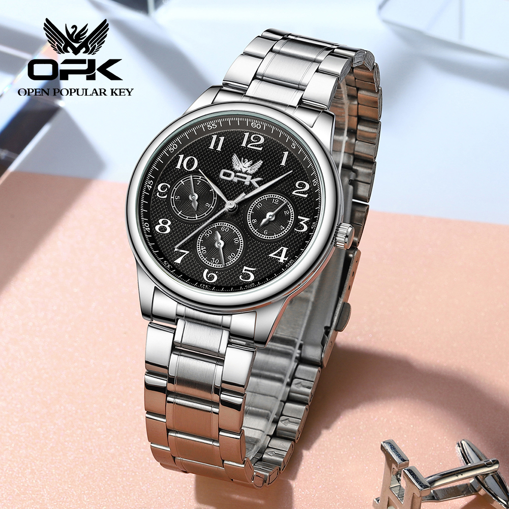 OPK Watch For Men WaterProof Original Stainless Steel Leather With Box ...