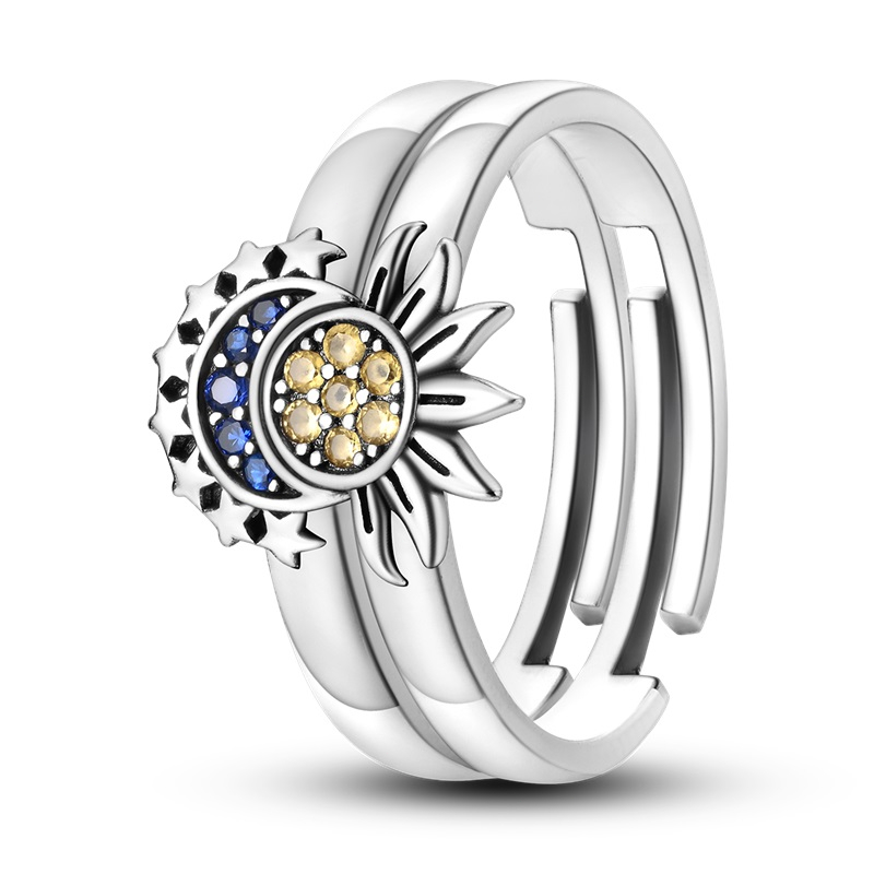 Original pandora Sun Moon Combination Open Ring s925 Silver Exquisite ...