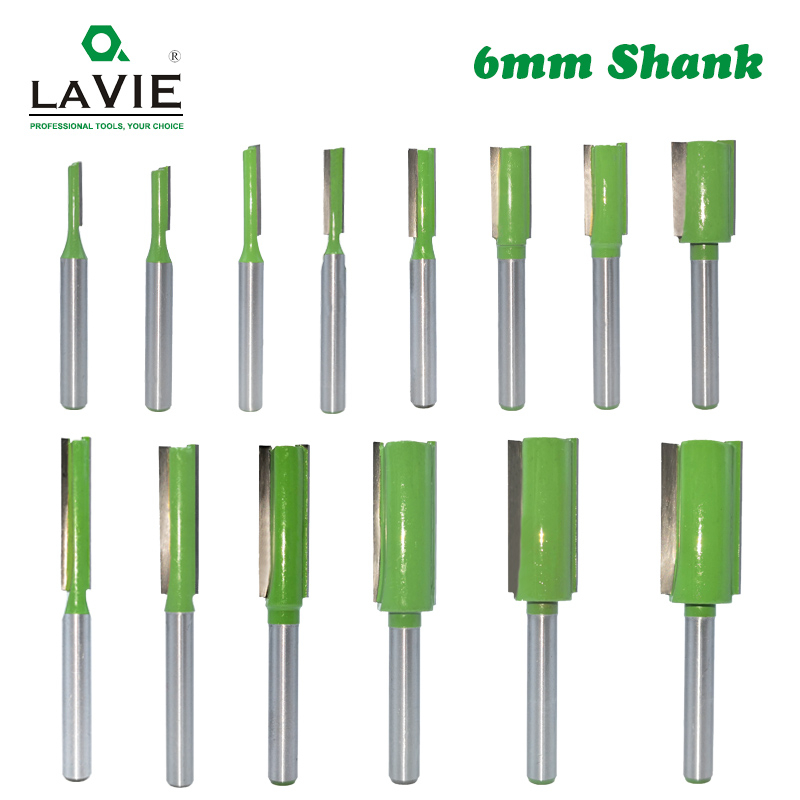 LAVIE 1pc 6mm Shank Straight Bit Tungsten Carbide Single Double Flute ...