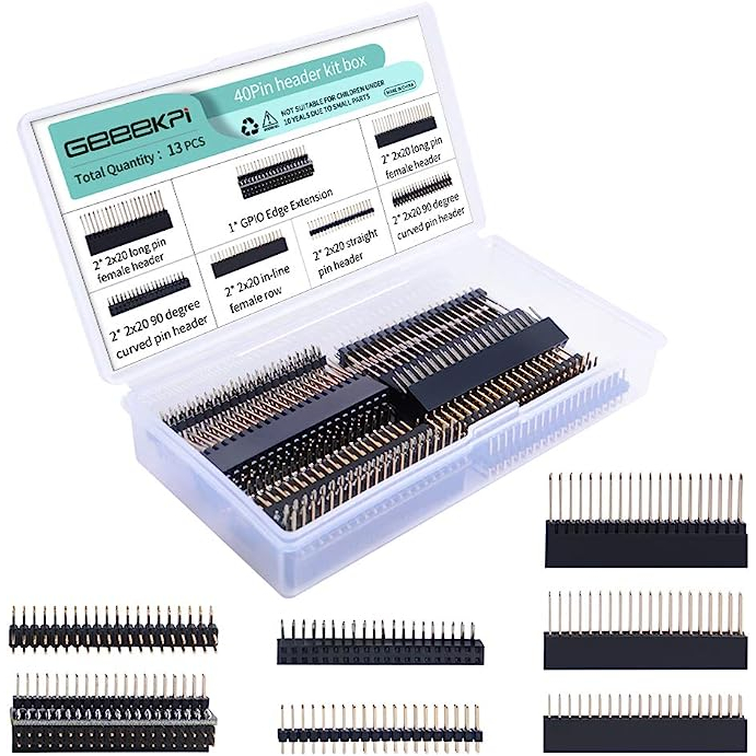 52Pi 2x20 40 Pin Stacking Female Header Kit for Raspberry Pi 4B/3B+/3B ...