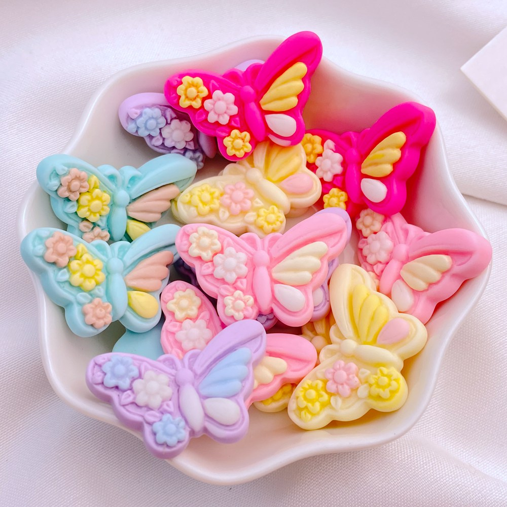 10 Pieces Set Brand New Mini Butterfly Flat Back Resin Convex Round ...