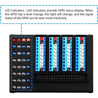 52Pi Raspberry Pi GPIO Screw Terminal Block Breakout Board HAT Kit with GPIO Status LED ...