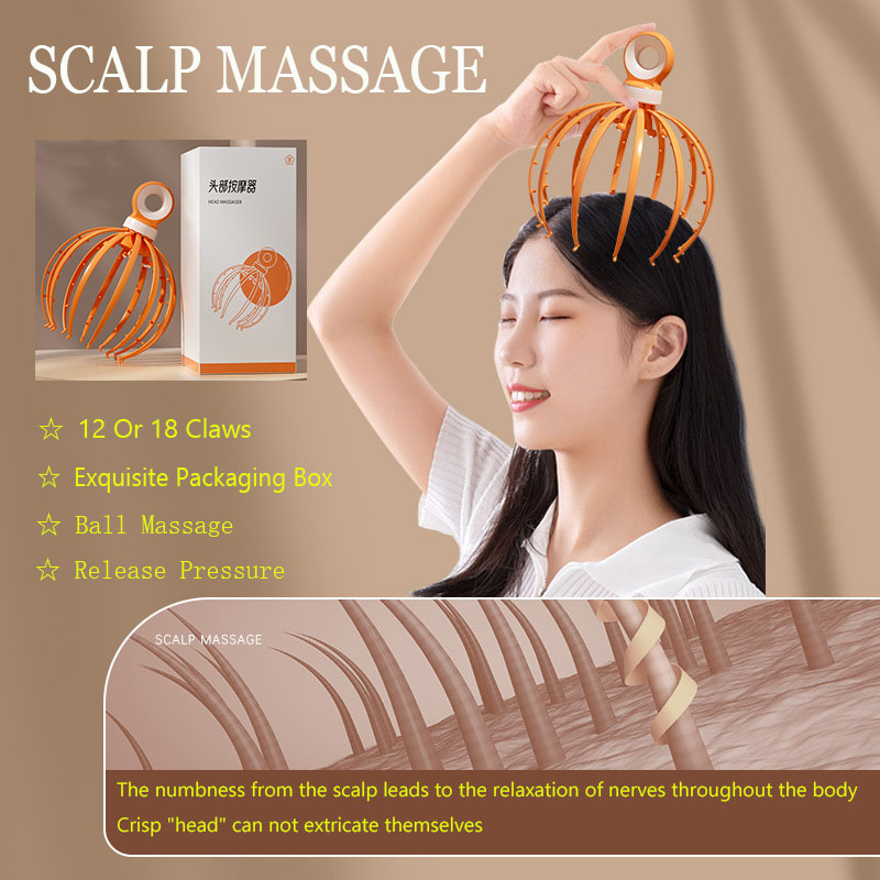 Head Massager With 18 Or 12 Claws Massage Tool Scratch Head Steel Ball ...