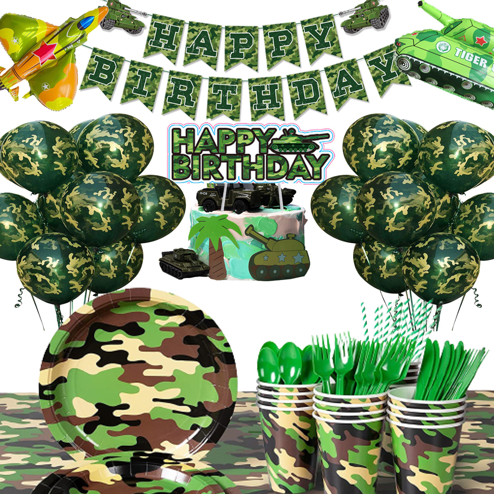 Army Green Camouflage Theme Party Military Decorations Tableware Set ...