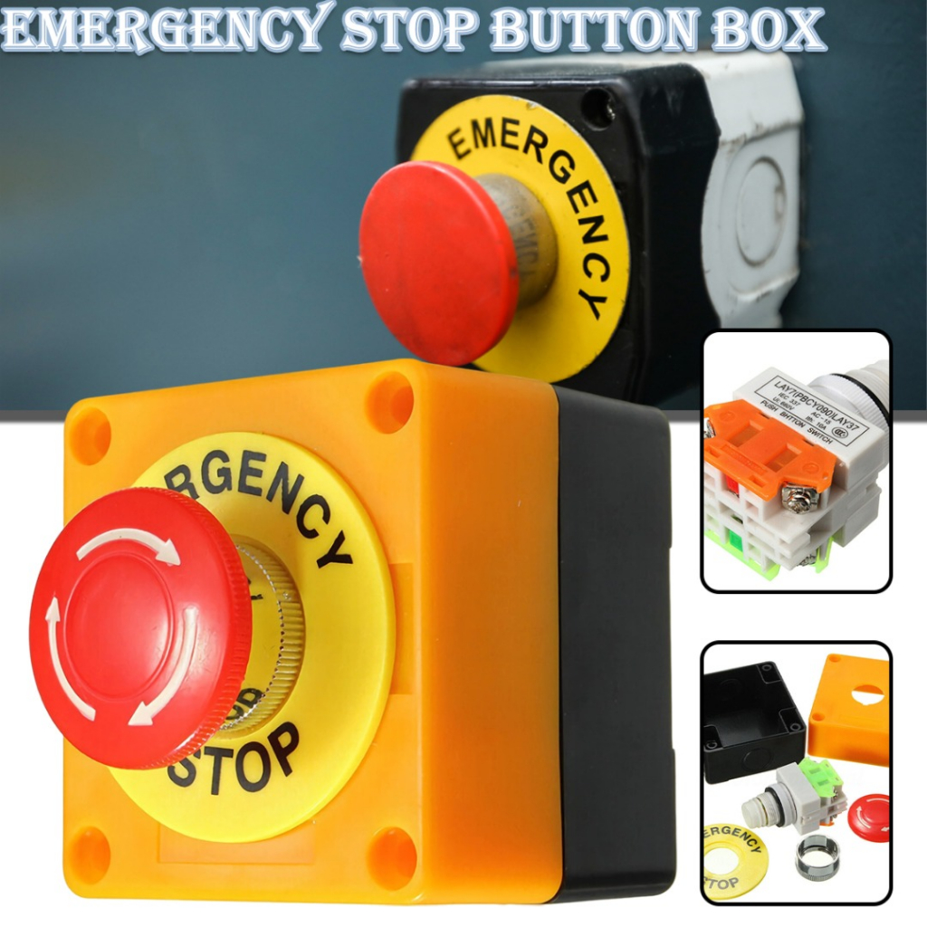 New 10A Plastic Red Mushroom Emergency Stop Shut Off Push Button Switch ...