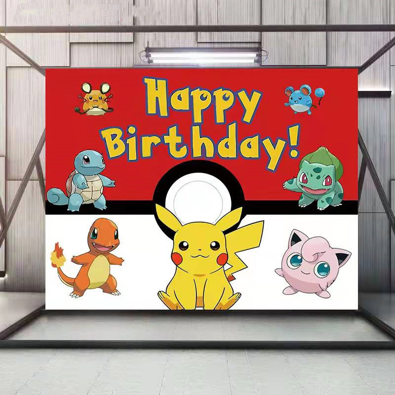 150*90cm Pokemon Vinyl Backdrop Studio Props Cartoon Pikachu Kid ...