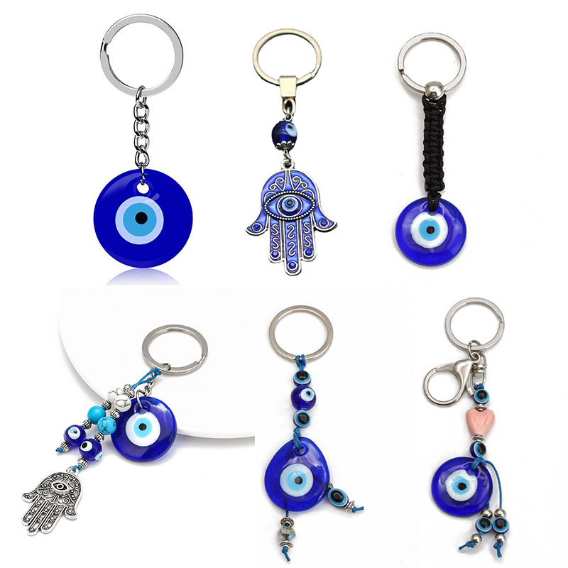 Blessed Evil Eye Keychain for Women Men Lucky Blue Eye Resin Key Ring ...