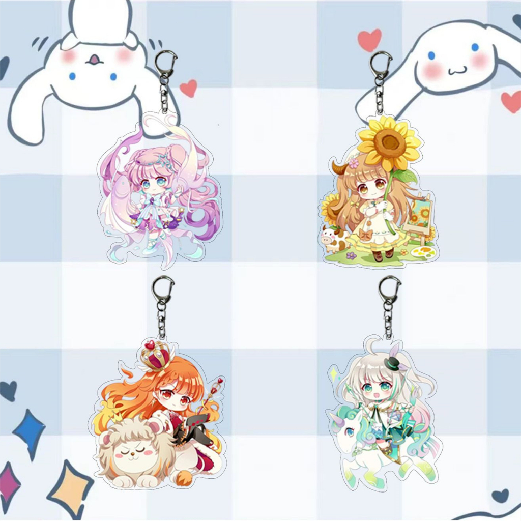 Cartoon Cute Anime 12 Constellation Acrylic Keychain Couple Pendant ...