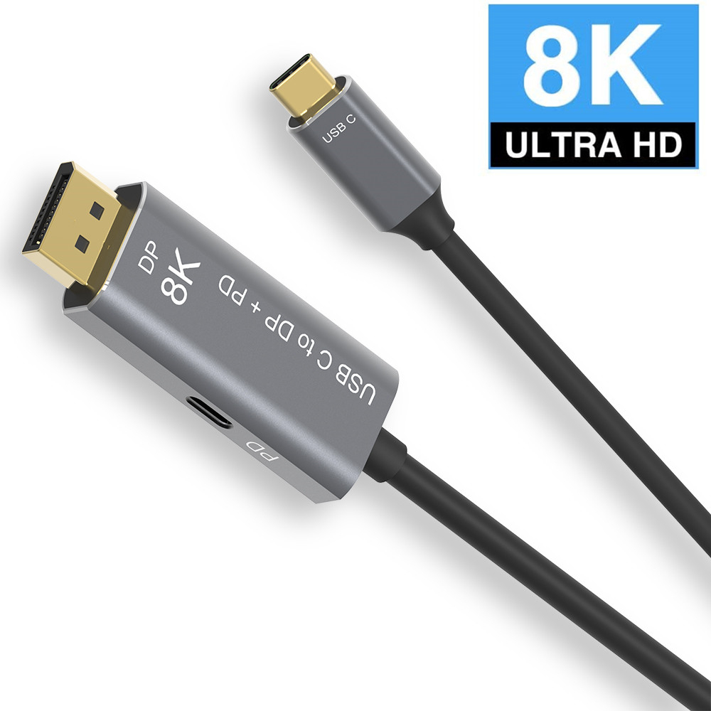 USB C DisplayPort 1.4 with 8k Speed Adapter Cable Dual Mode Type C to DP 8K@60Hz 4K@144Hz with ...