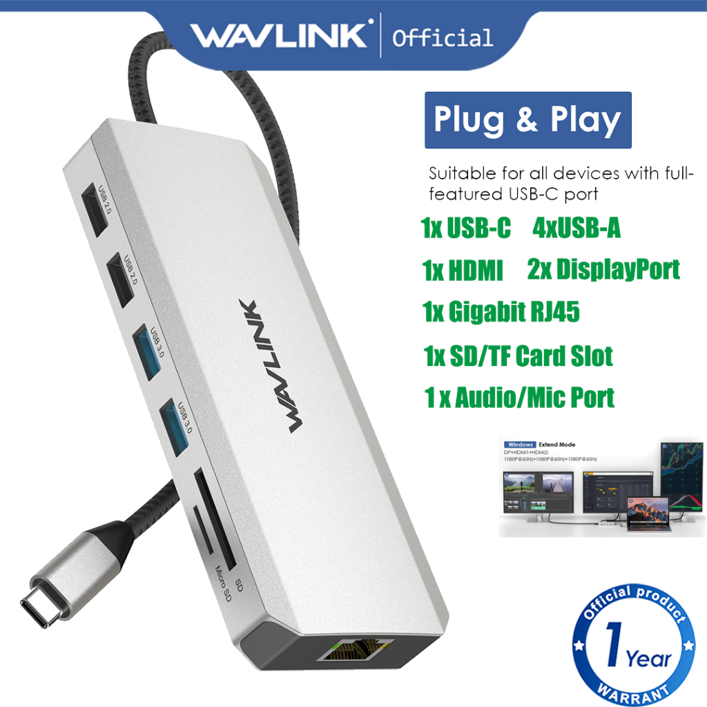 Wavlink Usb C Hub Triple Monitor 12 In 1 Laptop Docking Station ...