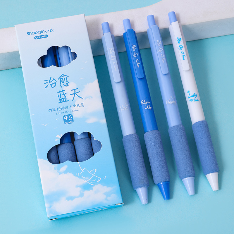 4Pcs/set 0.5mm black ink gel pen finger protection sponge pen | Shopee ...