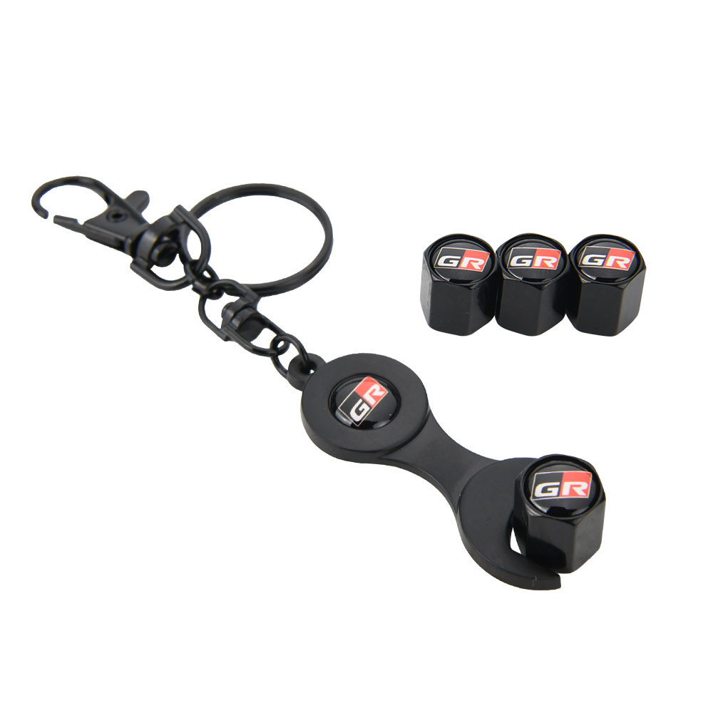 1SET JDM GAZOO Racing Sport Wheel Tire Valve Cap With Wrench Keychain ...