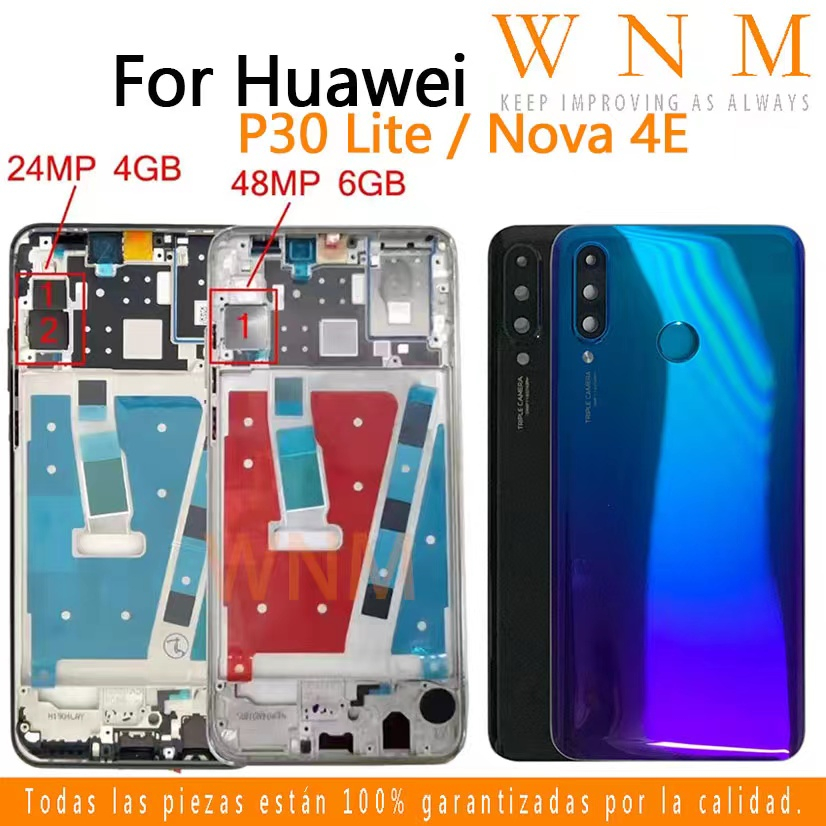 New For Huawei P30 Lite / Nova 4E LCD Front Frame Bezel Back Battery ...