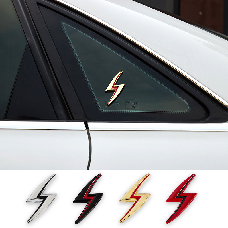 3D metal personalized modification sticker, lightning shaped decal, car ...