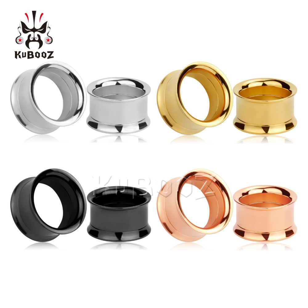 KUBOOZ 2PCS Double Flared Ear Tunnels Plugs Gauges Stainless Steel ...