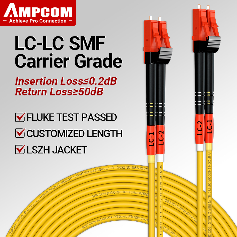 AMPCOM Single Mode Duplex Fiber LC LC Fiber Optic Patch Cable Simplex ...