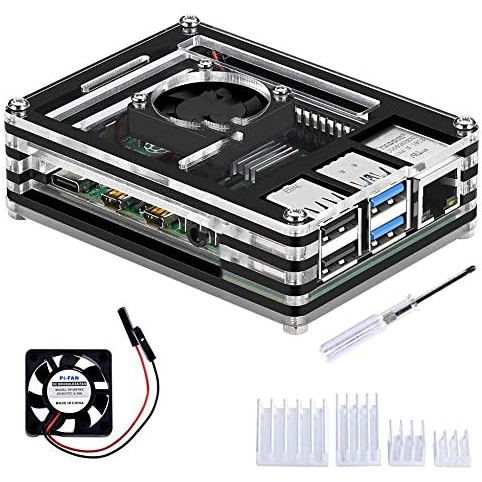52Pi Acrylic Case for Raspberry Pi 4 Model B, Raspberry Pi Case with Cooling Fan Raspberry Pi ...