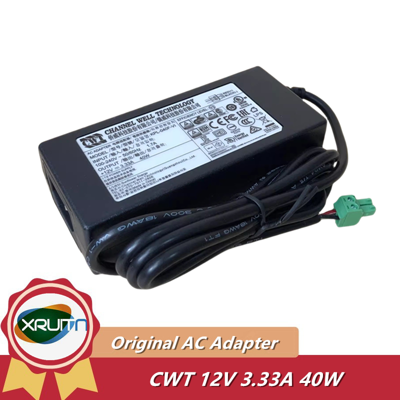 Genuine CWT 12V 3.33A 40W AC Adapter KPL-040F KPL-040F-VI PAA040F 2-PIN Charger For HIKVISION ...