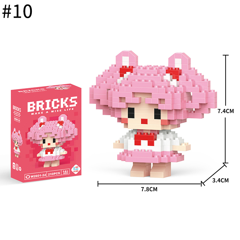 Building Block Cartoon Cute DIY Building Blocks with Display Box Kuromi ...