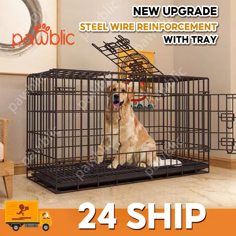 【Ready Stock】Dog Cage Collapsible Cage For Dog Cat Free Poop Tray Heavy ...