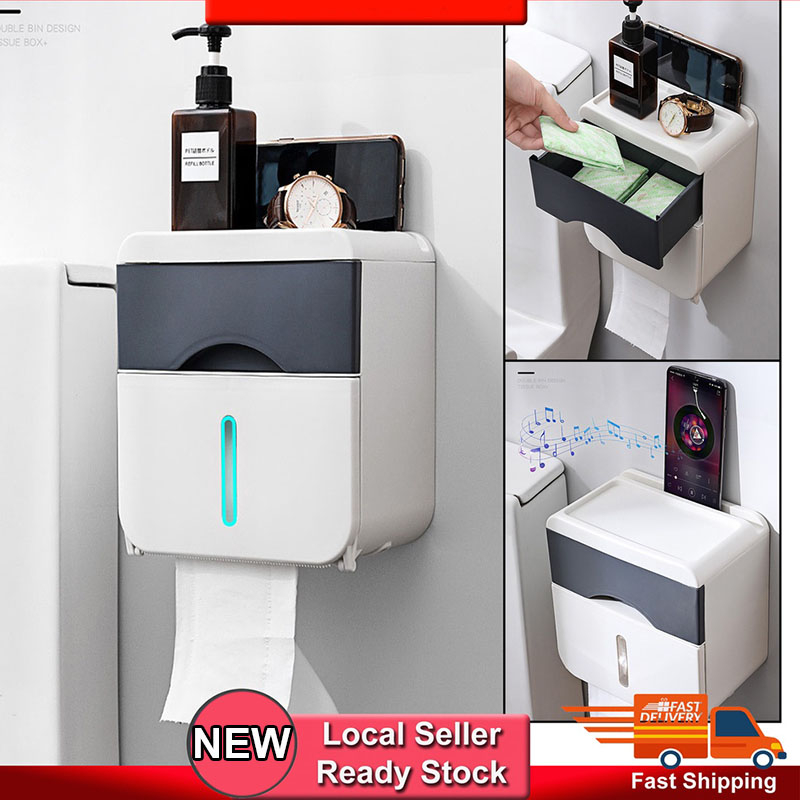 Waterproof Toilet Tissue Paper Roll Holder Wall Mount Storage Box ...