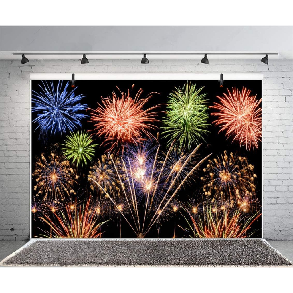 Colorful Fireworks Backdrop Photography Background Merry Christmas ...