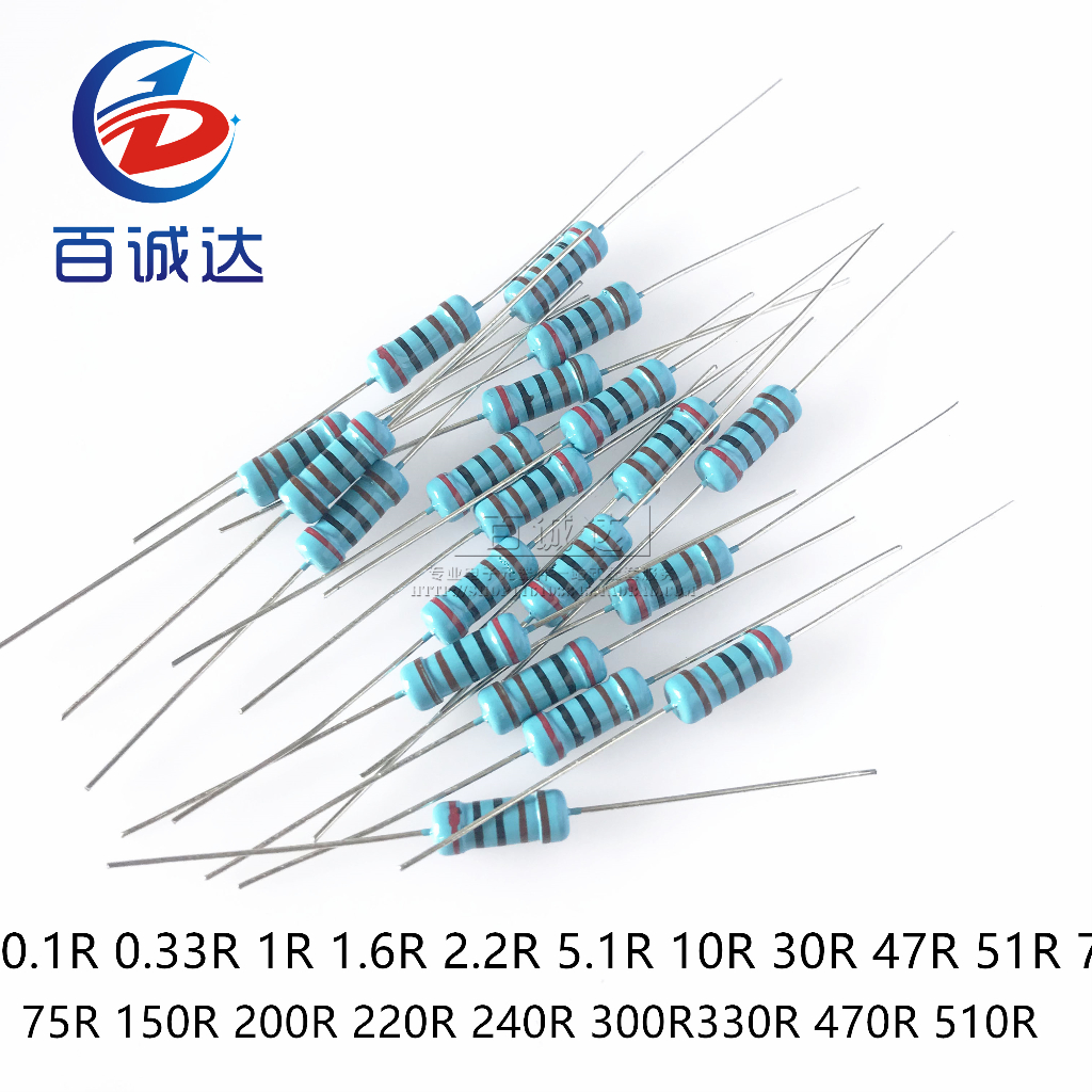 20PCS 1W metal film resistor 1% five color ring precision resistor 1 Ω ...