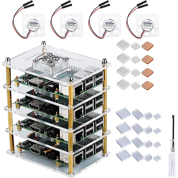 52Pi Raspberry Pi Cluster Case for Raspberry Pi 4 Model B, Raspberry Pi ...