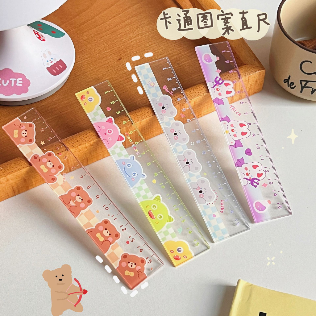 15cm Cute Cartoon Ruler Student Drawing Measuring Acrylic Ruler ...