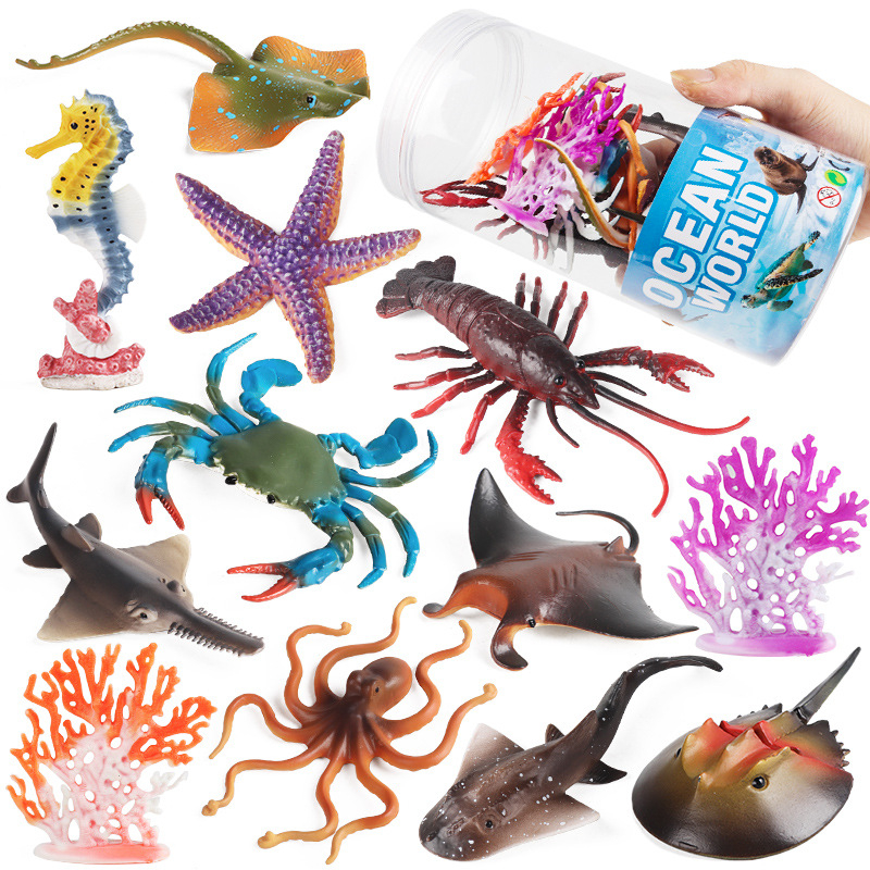 marine animals seahorse lobster octopus starfish crab set model Set ...