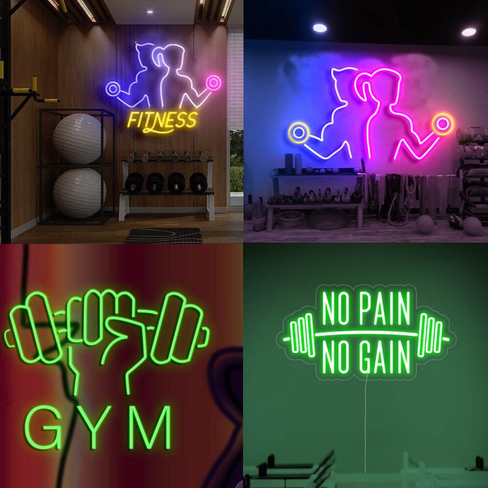 Barbell Neon Sign, Dumbbell LED Light for Home Gym Decor, Dimmable USB ...